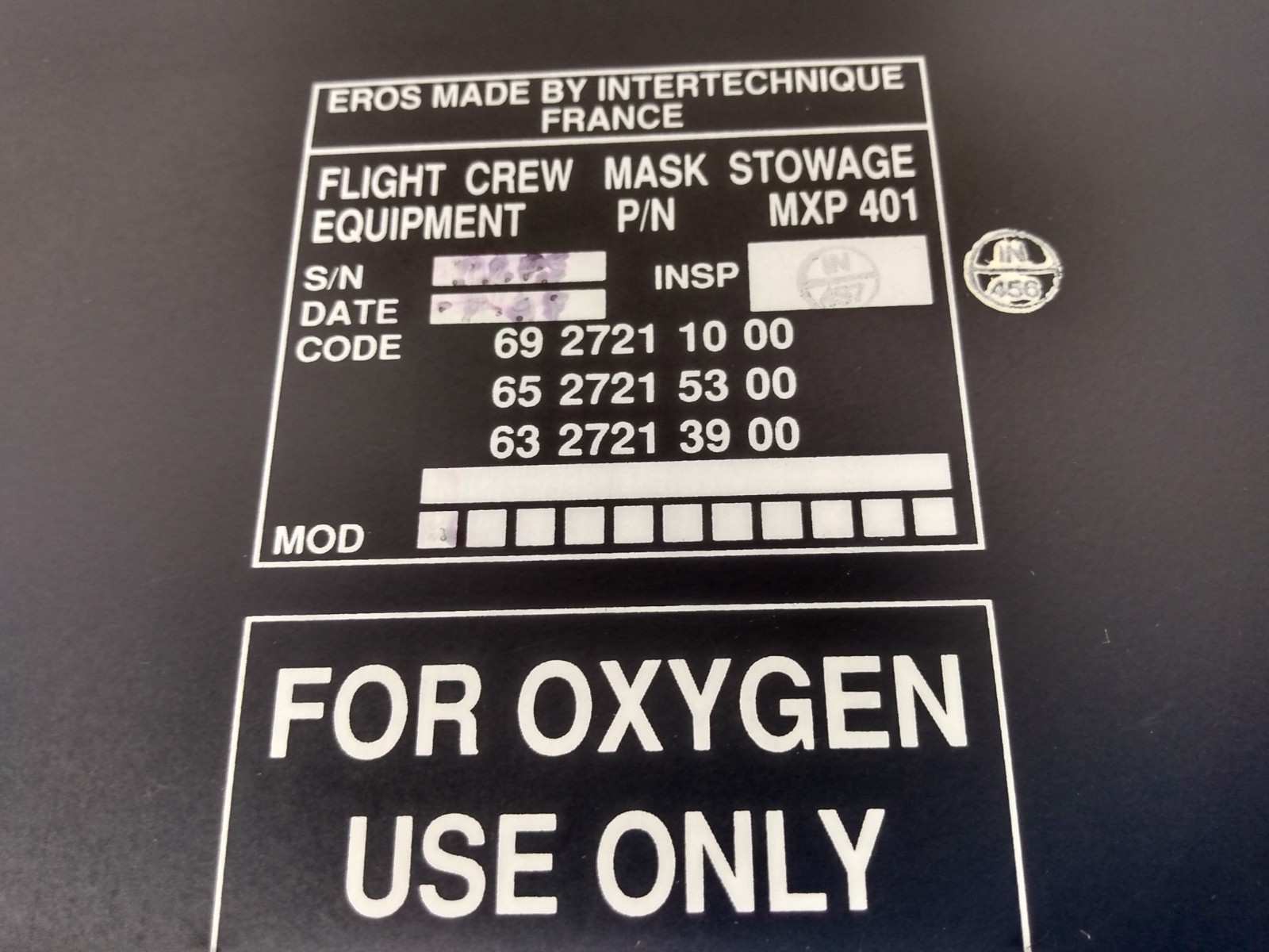 Flight Crew Mask Stowage Box PN MXP401 – Flight Simulator Components